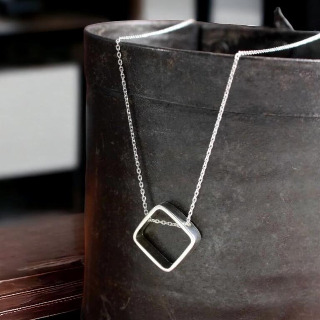 Fabulous Silver Asymmetrical Square Pendant Statement Jewelry - Etsy