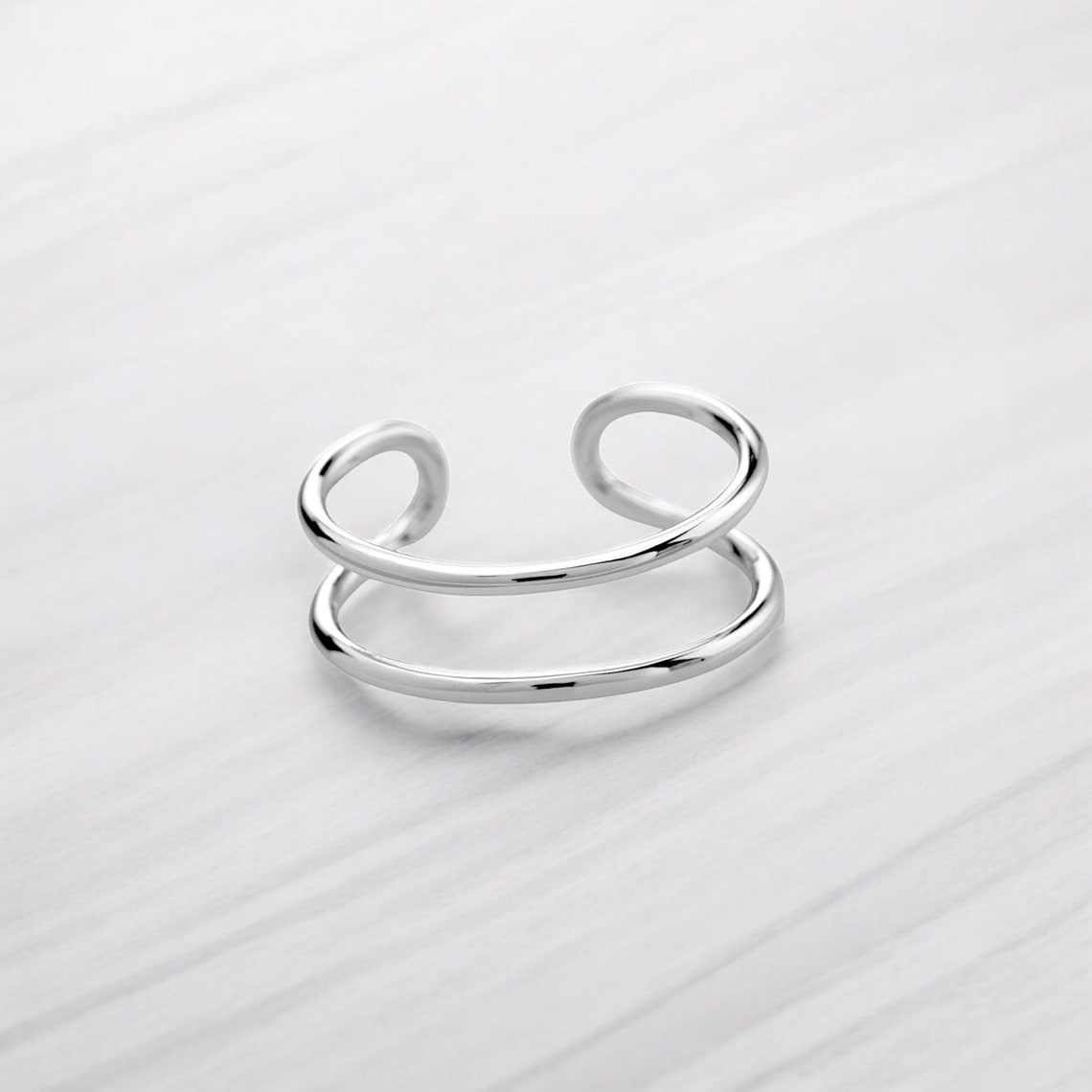 Statement Double Band Adjustable Ring Versatile Silver/gold Vermeil ...