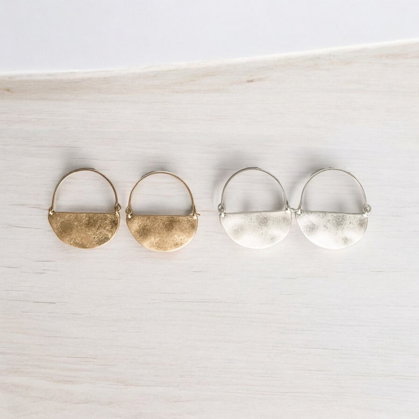 Golden Half Moon Hoop Earrings - Modern Statement Jewelry - Etsy