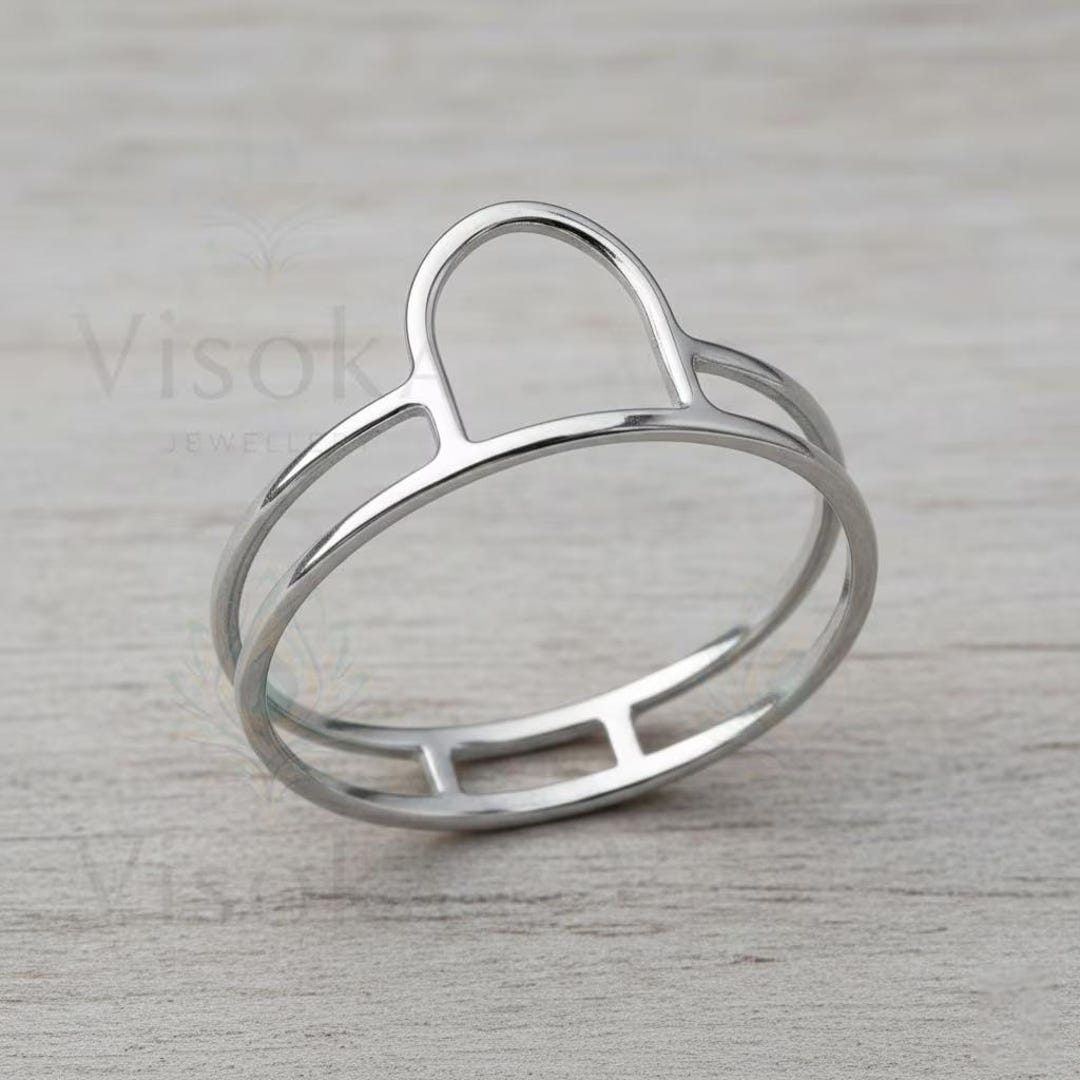 Sterling Silver U Shaped Ring – Minimalist Three Line Band – Modern ...