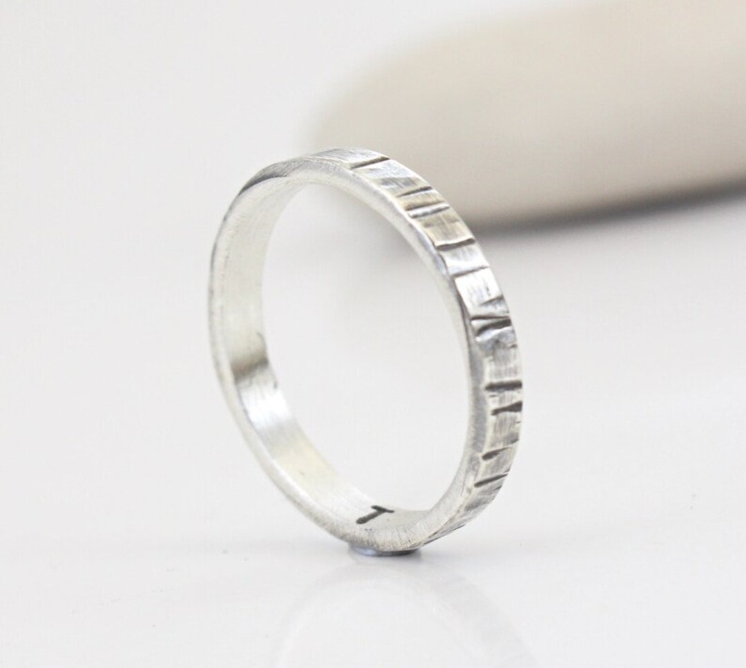 Wood Grain Ring Sterling Silver, Rustic Mens Wedding Band — Bark ...