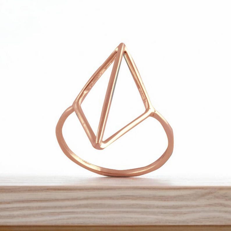 Modern Statement Rhombus Ring - Sterling Silver Diamond Shape Geometric ...