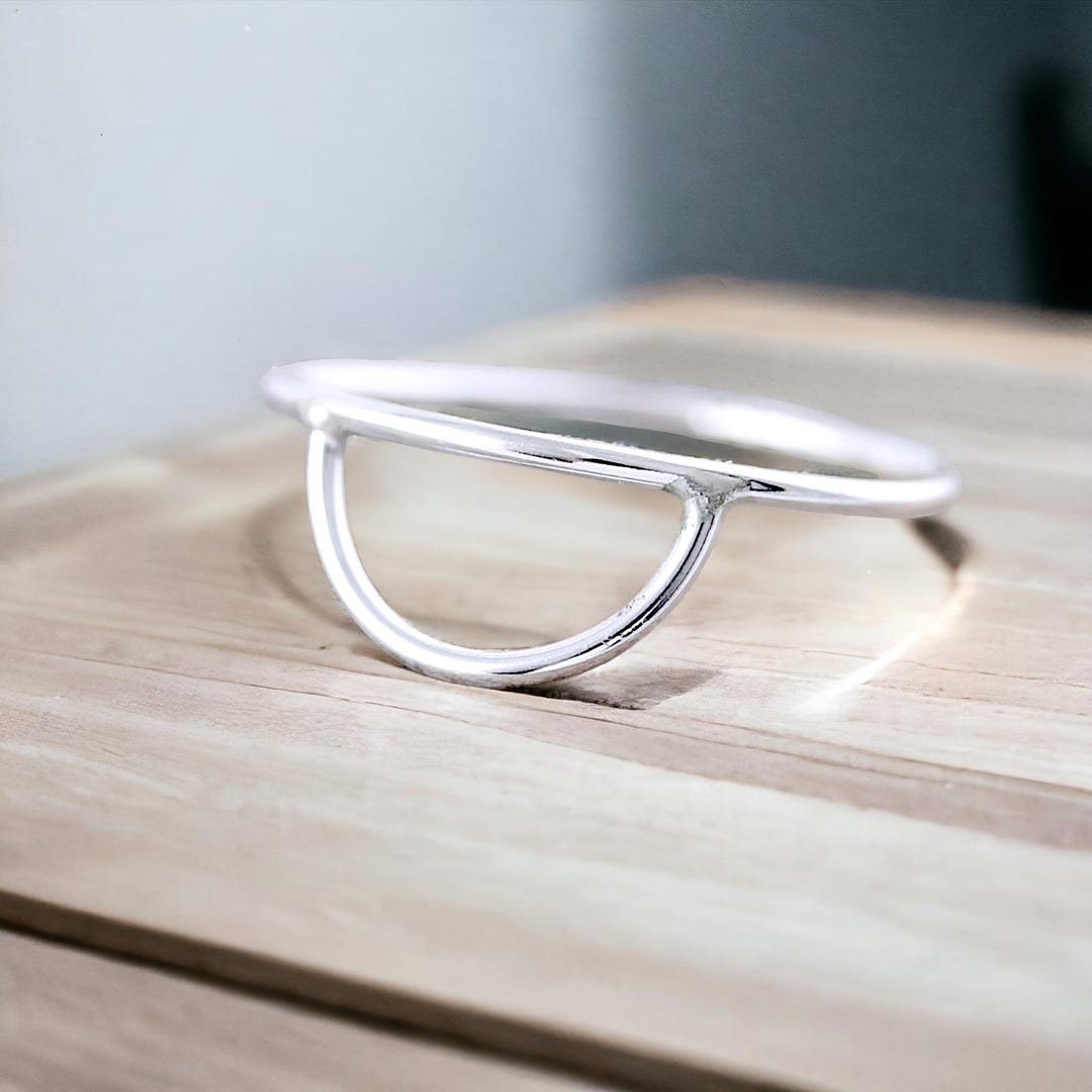 Open Arc Ring Sterling Silver | Half Moon Ring | Geometric Minimalist ...