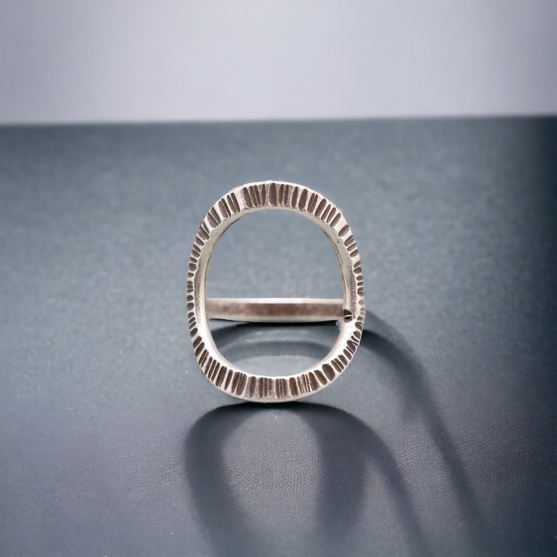 Handmade Sterling Silver Oval Ring - Modern Textured Open Band - Etsy