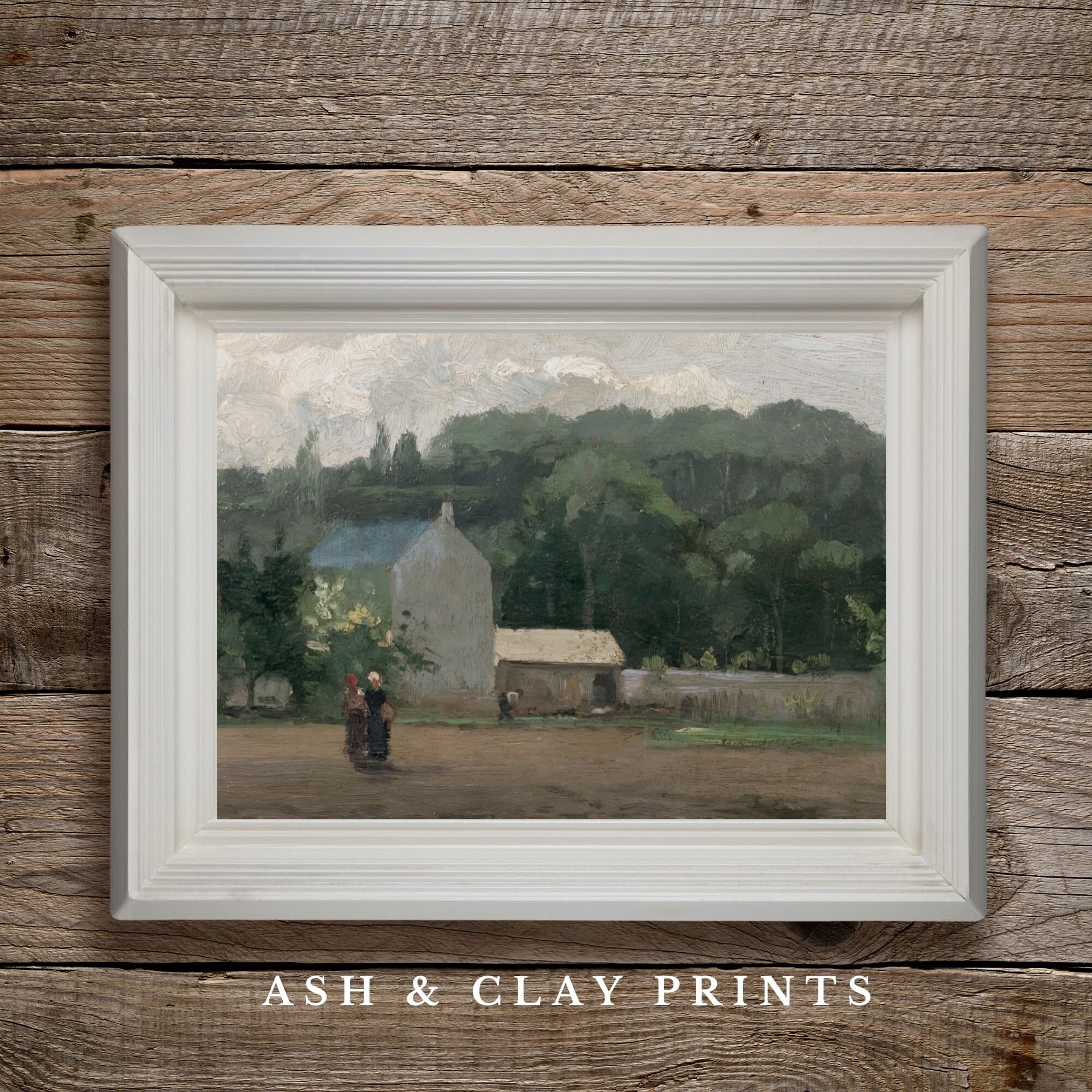 Vintage French Country Farm Painting Antique Farm Art Country Cottage ...