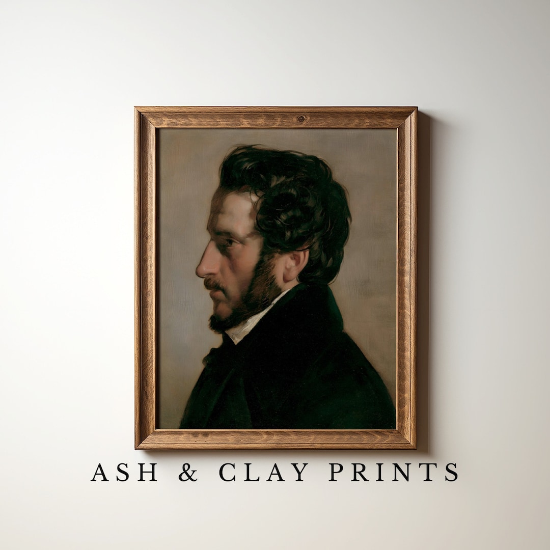 Bearded Man Vintage Portrait Painting Moody Portrait Art Office Art Man ...