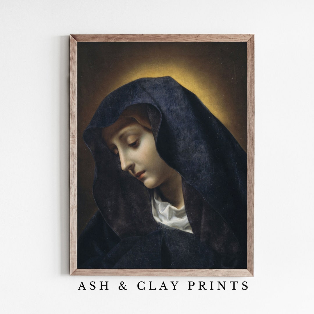 Virgin Mary Portrait Painting Antique Madonna Painting Printable Mother ...