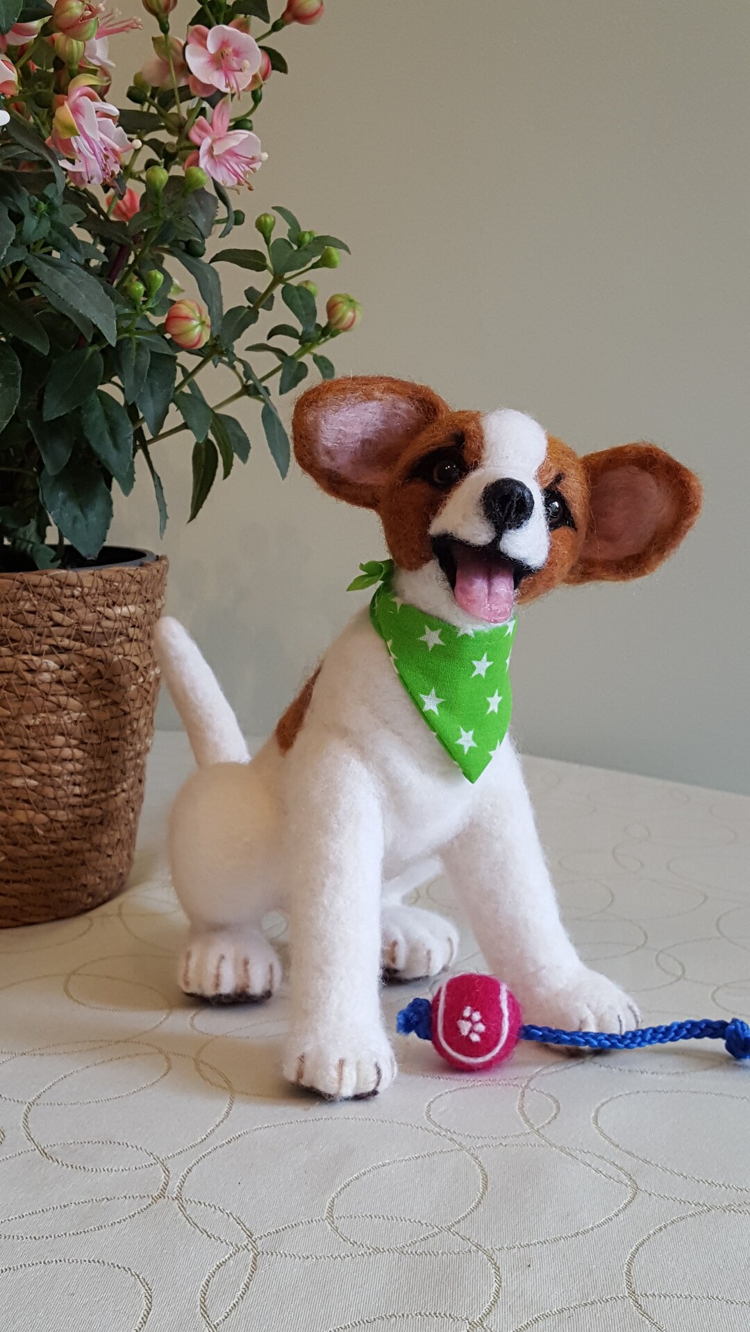 Scamp is a Cute Needle Felted Terrier Puppy With a Ball, Natural Wool ...