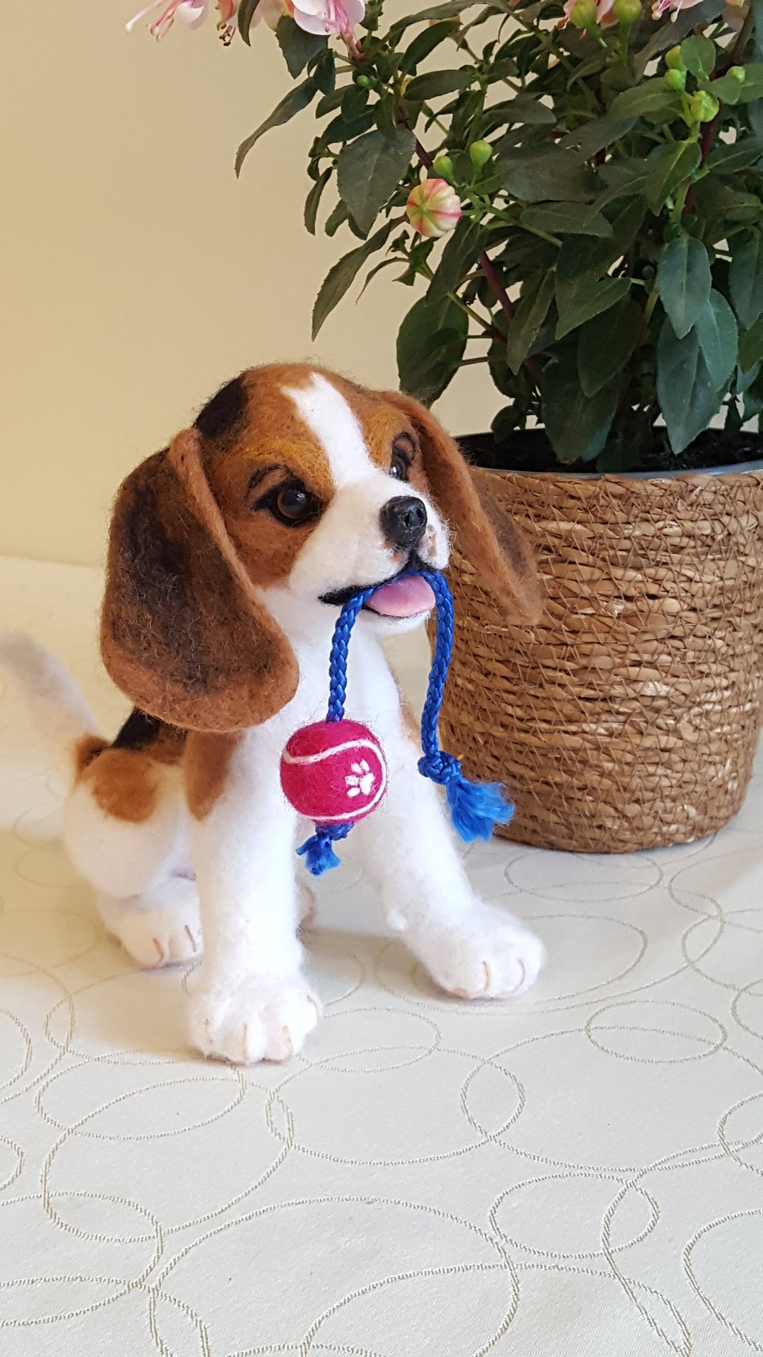 Dexter is a Cute Needle Felted Beagle Puppy With a Ball, Natural Wool ...