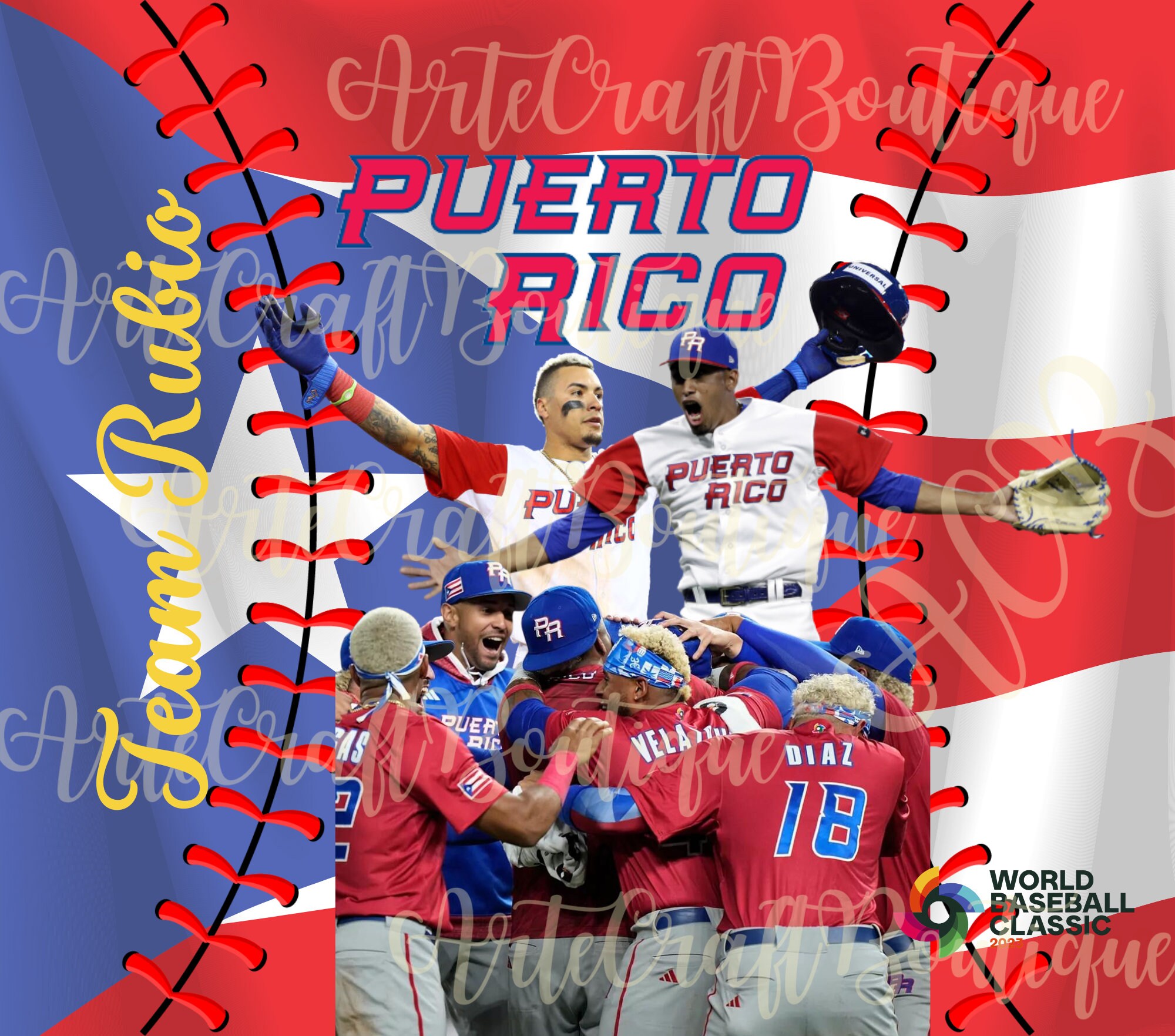 Tumbler 20 Onz Wrap/ Team Rubio/ Baseball Puerto Rico - Etsy