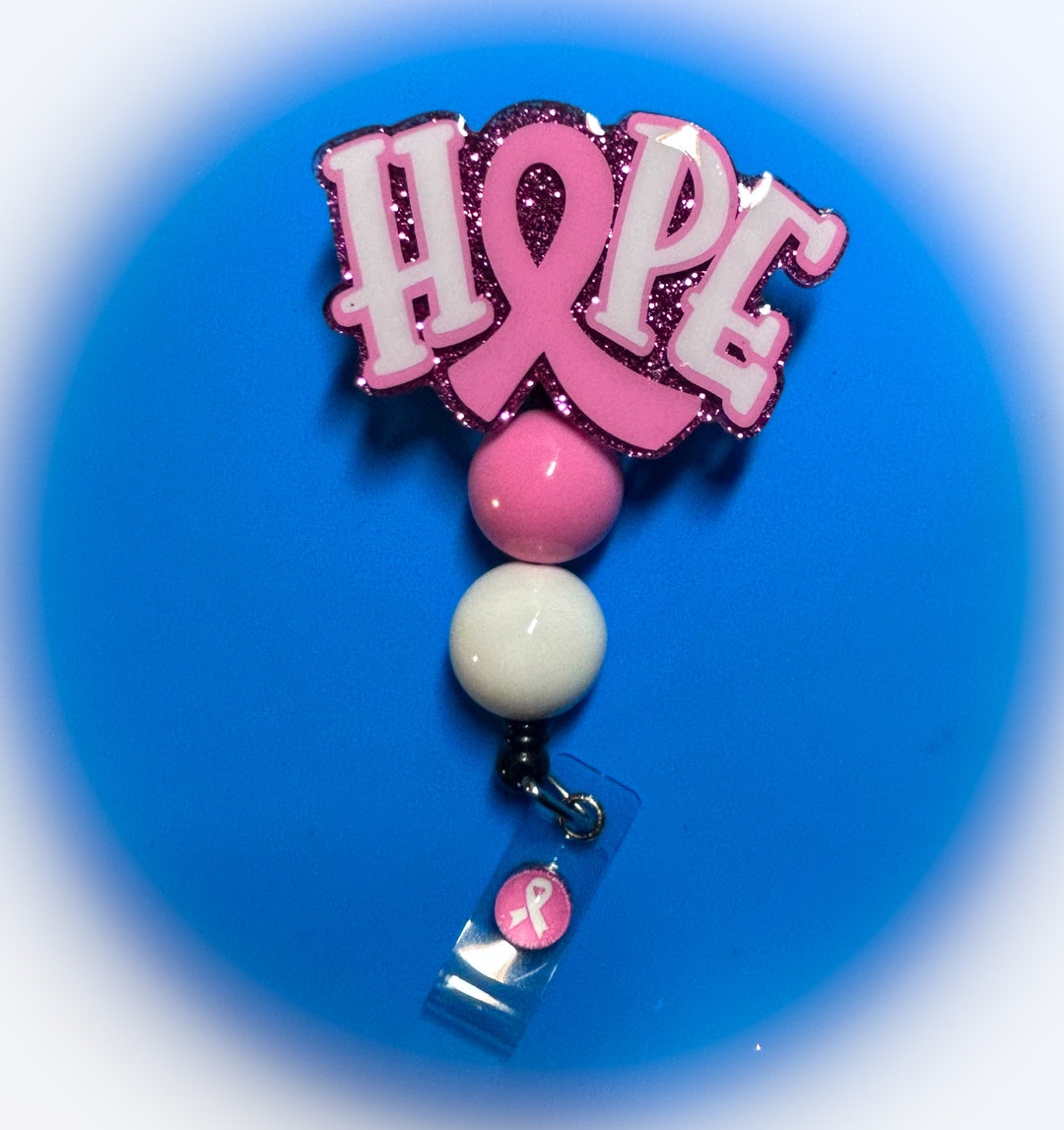 Hope Breast Cancer Ribbon Badge Reel - Etsy