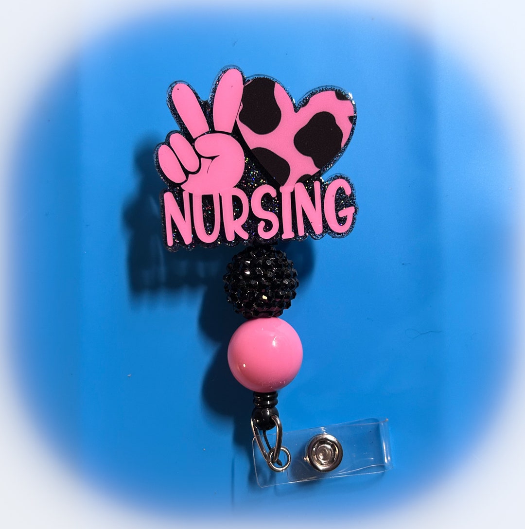 Peace, Love, Nursing Cow Print Badge Reel - Etsy