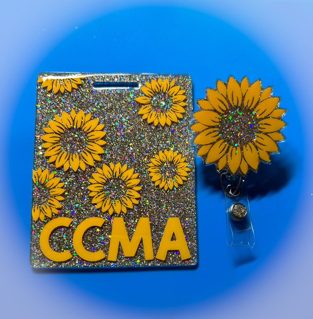 Sparkly Sunflower Badge Reel/badge Buddy Set - Etsy