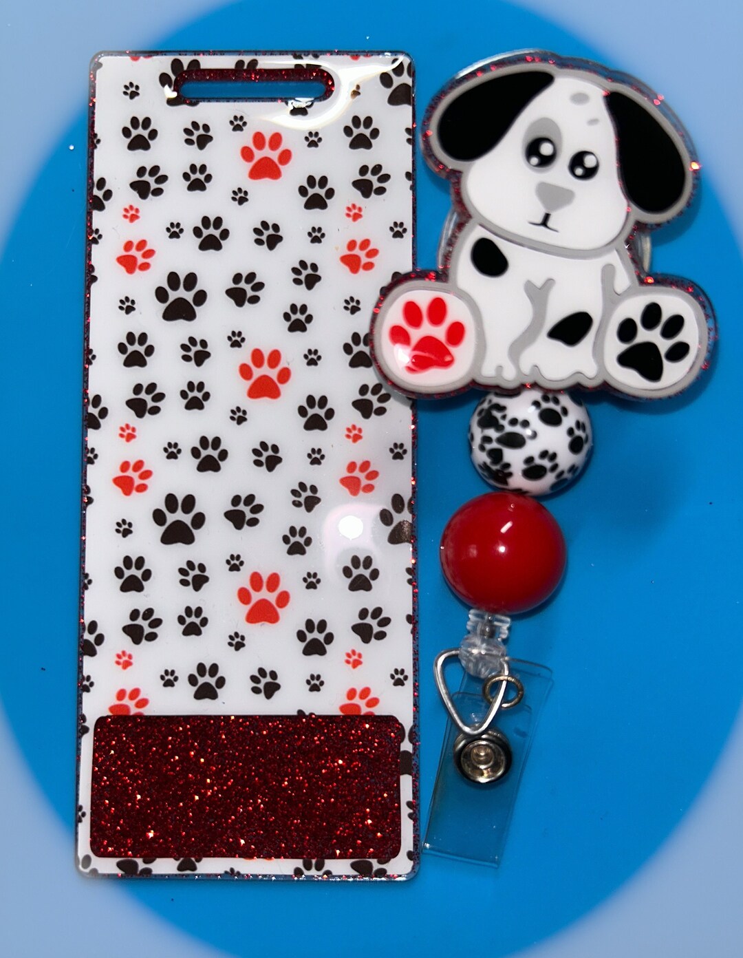 Caught Red Paw Puppy Badge Reel and Matching Badge Buddy Set - Etsy