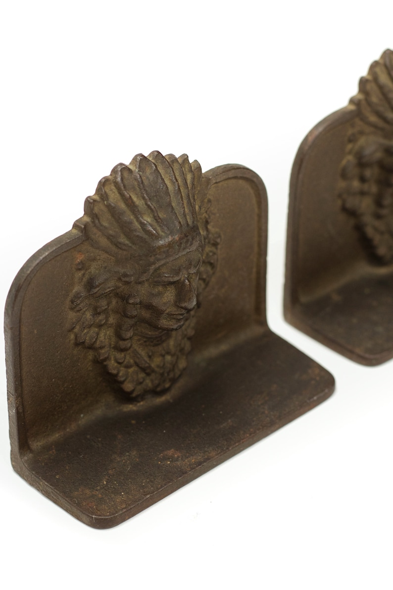 Cast Iron Indian Chief Bookends - Etsy
