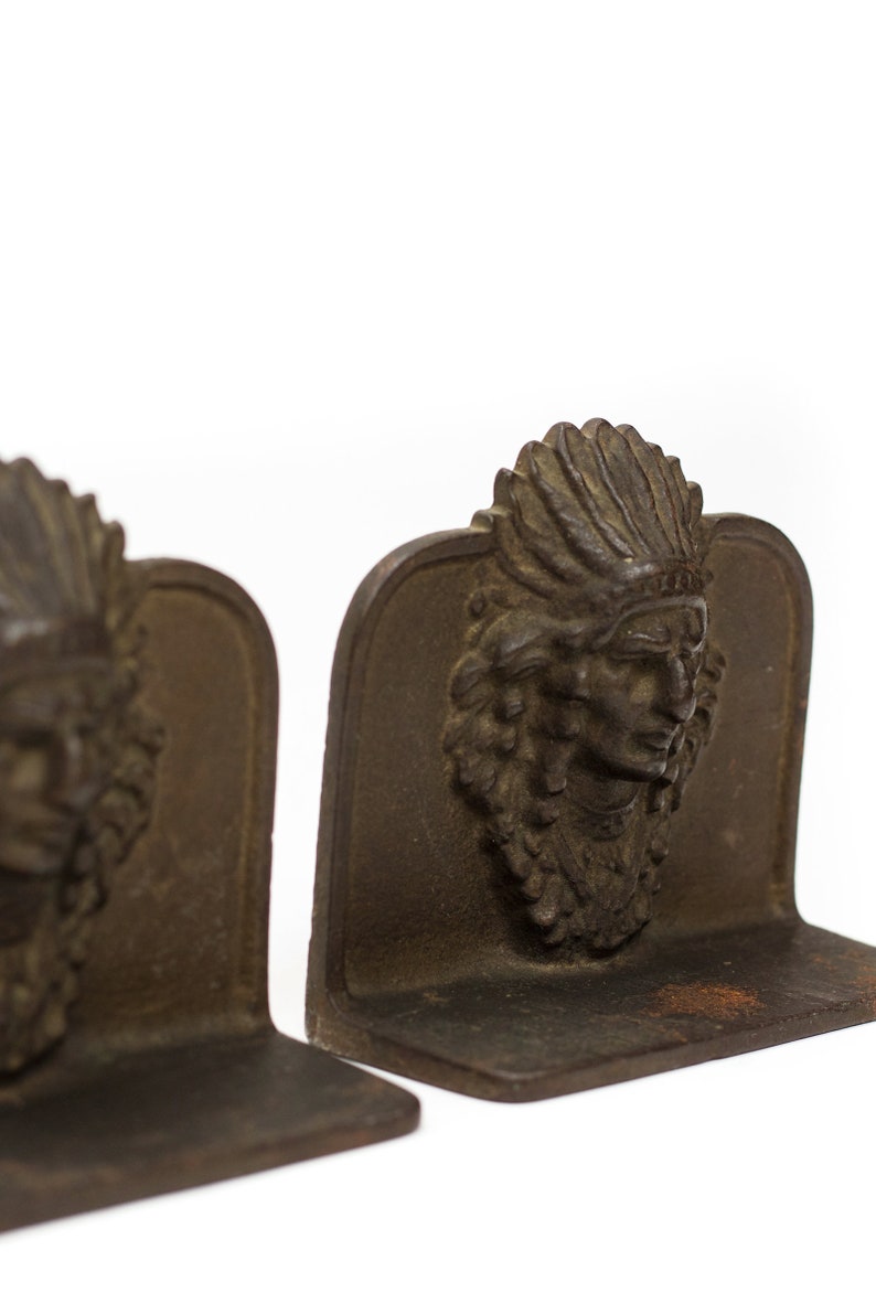 Cast Iron Indian Chief Bookends - Etsy