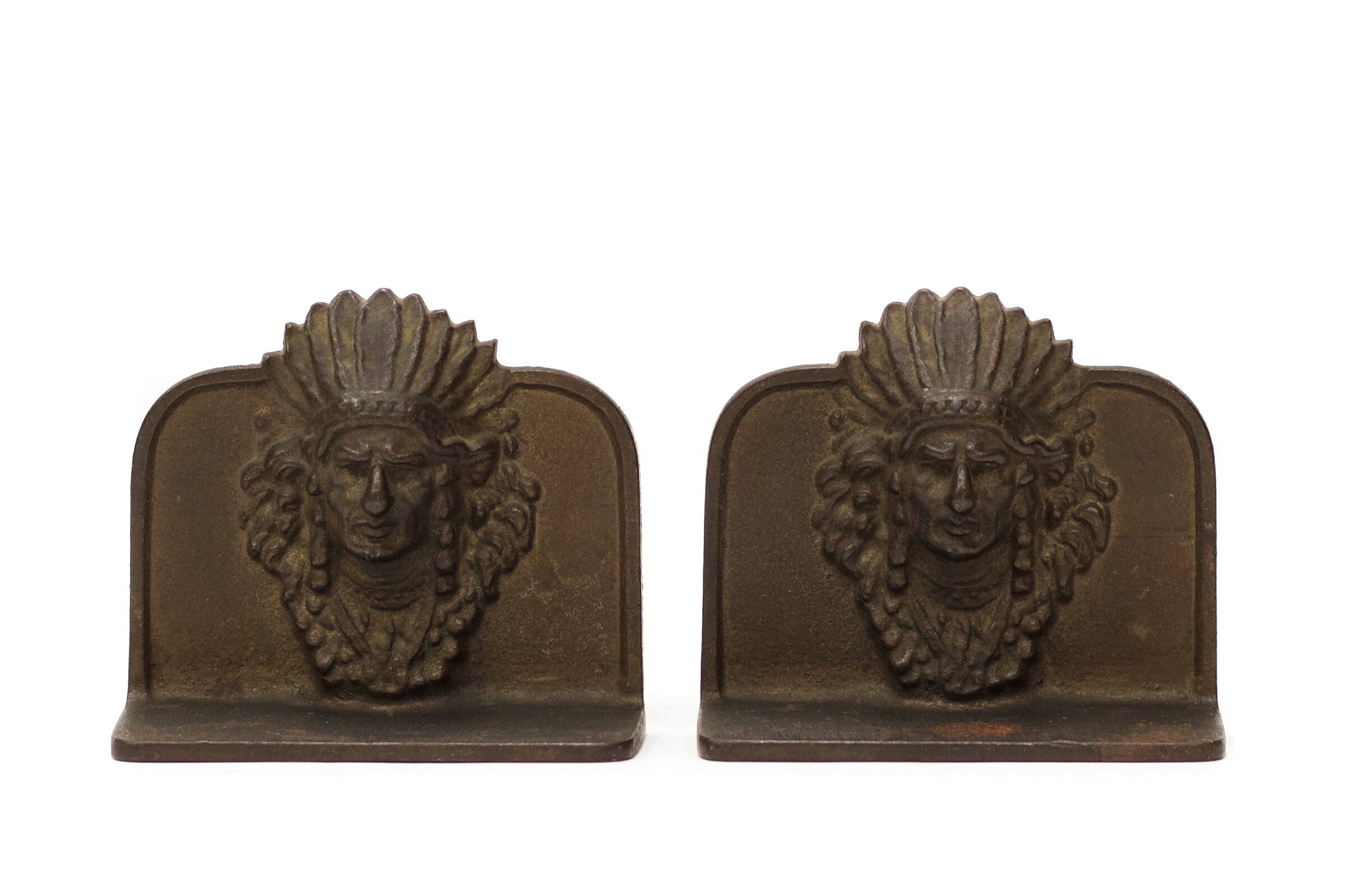 Cast Iron Indian Chief Bookends - Etsy