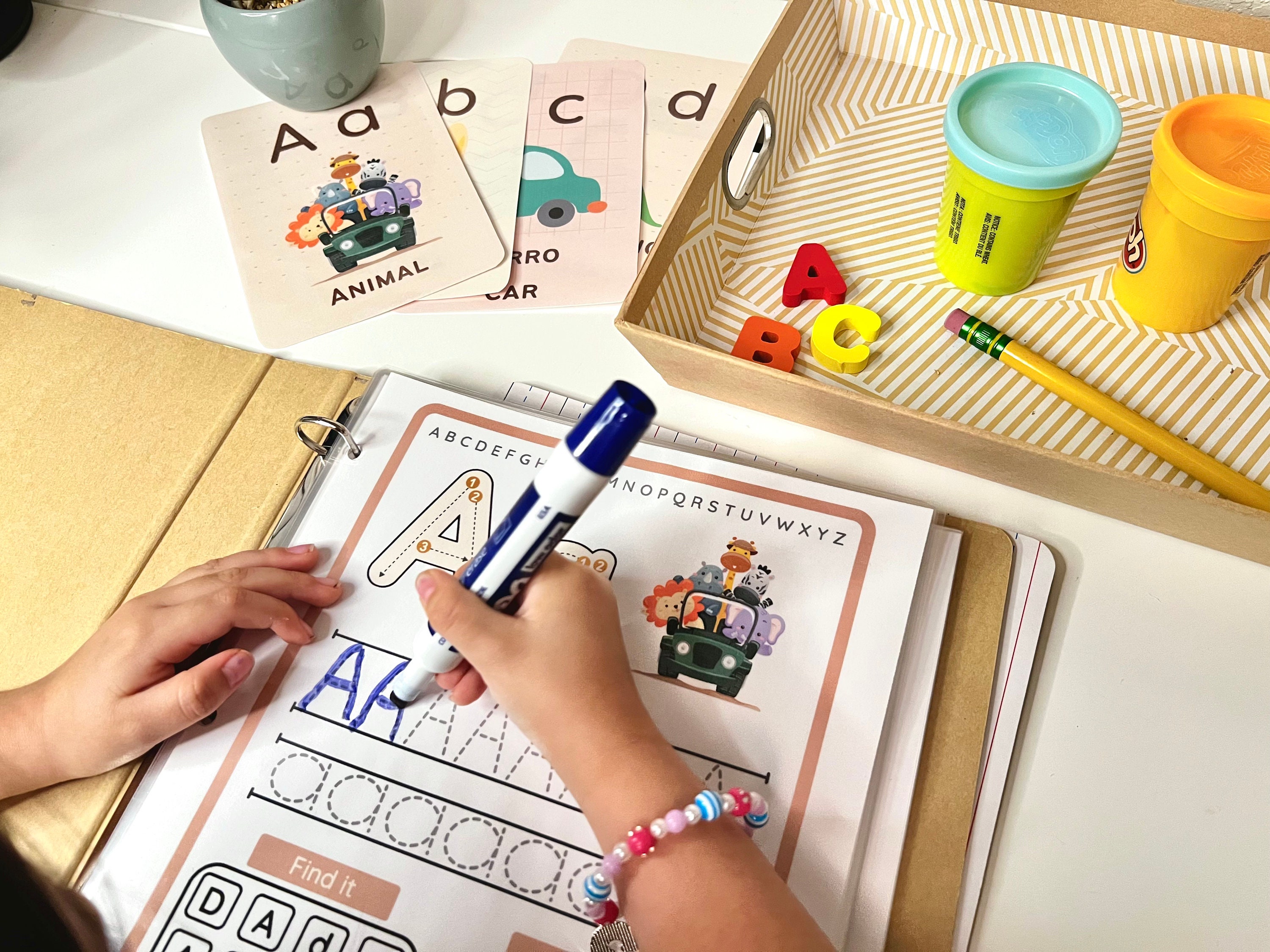 Bilingual Multi-sensory Letter Tracing Mat, Spanish Letter Playdough ...