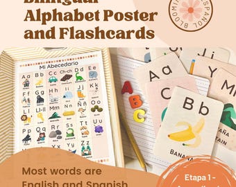 Spanish Alphabet Poster, Spanish and English Cognate Words, Bilingual ...