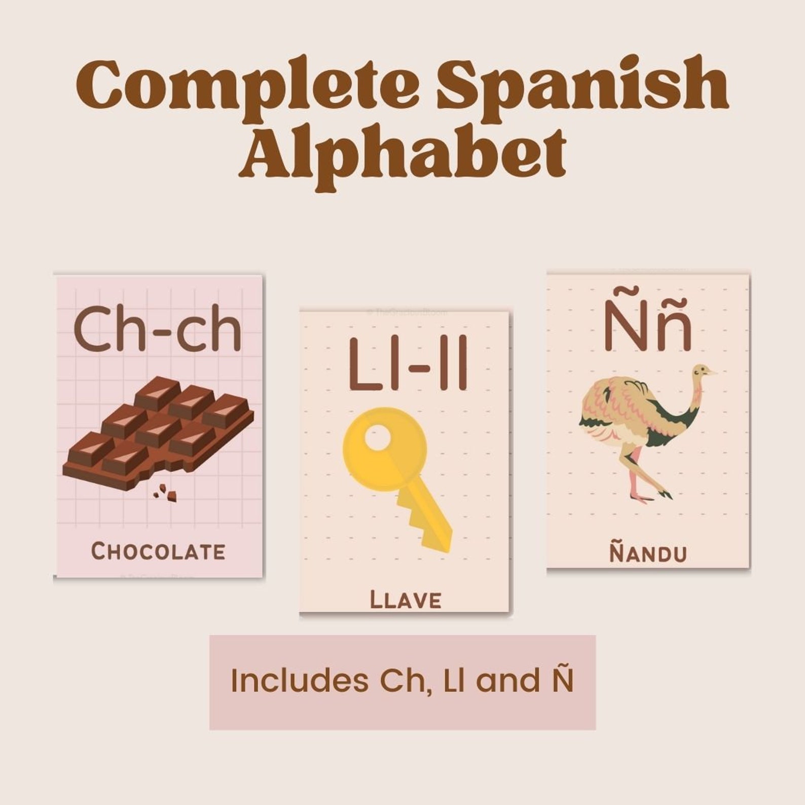 Spanish Alphabet Poster, Spanish and English Cognate Words, Bilingual ...