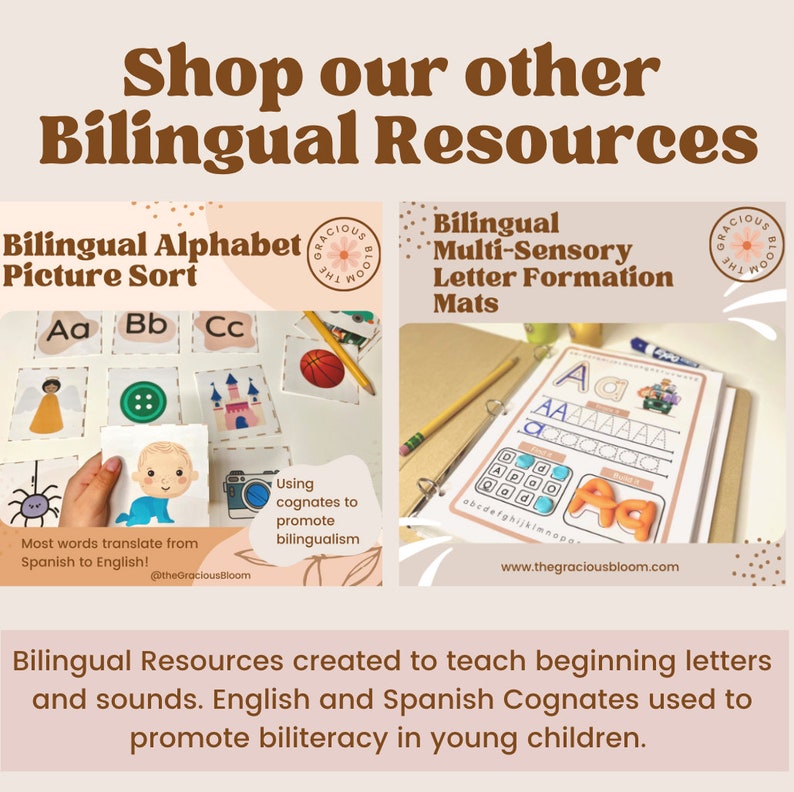 Spanish Alphabet Poster, Spanish and English Cognate Words, Bilingual ...