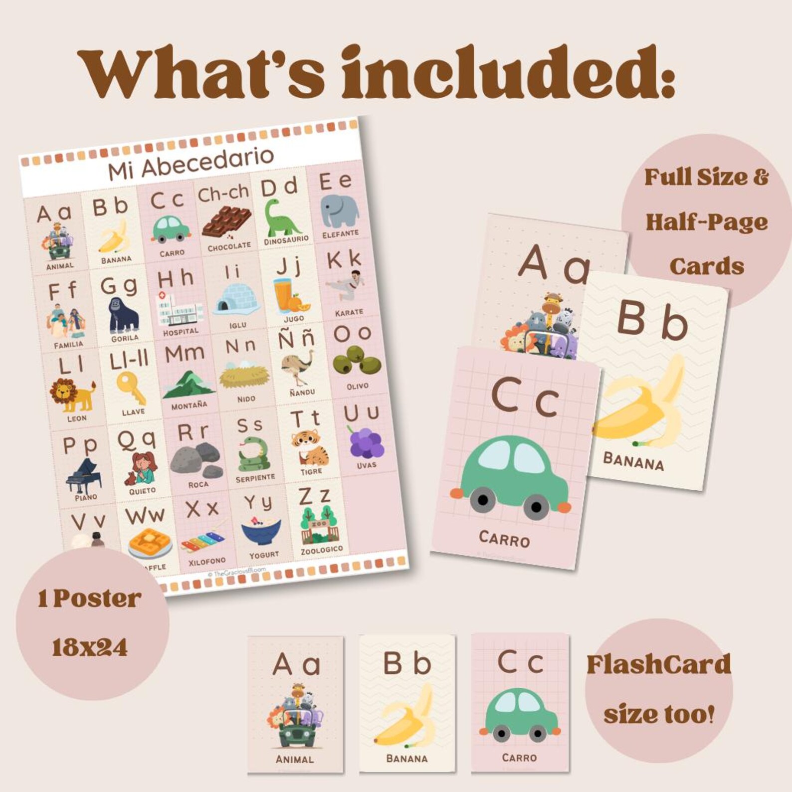 Spanish Alphabet Poster, Spanish and English Cognate Words, Bilingual ...