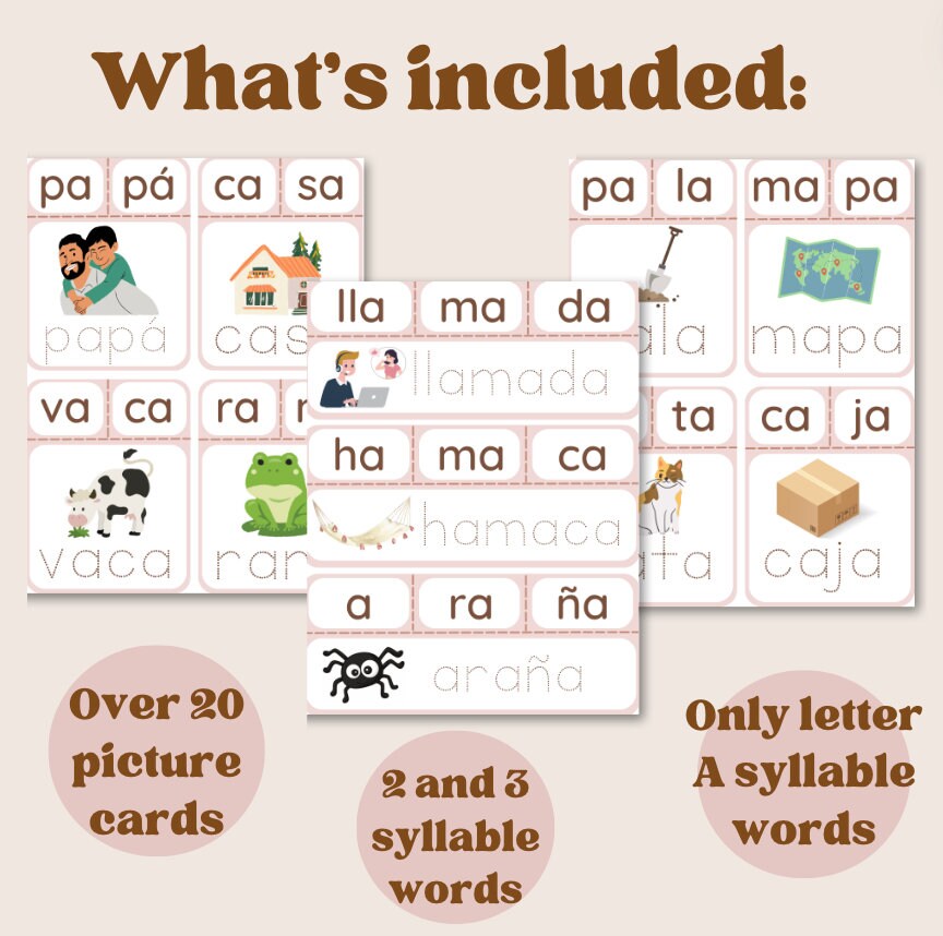 Palabras Con Silaba A, Spanish Syllables, Bilingual Resources, Spanish ...