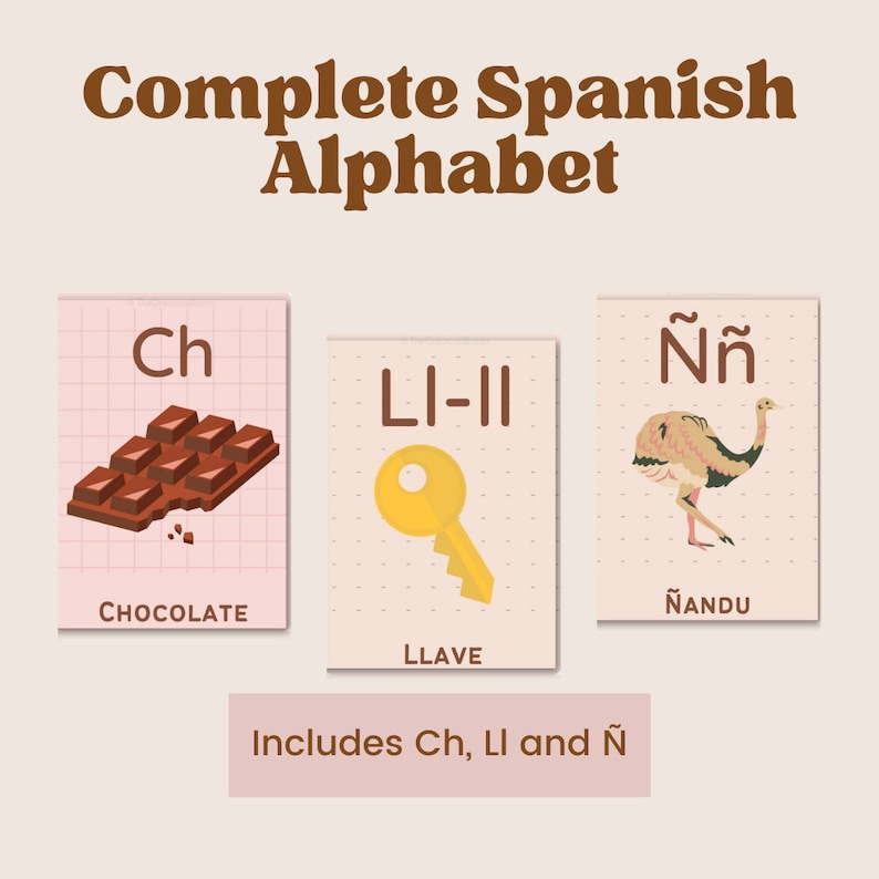 Bilingual Alphabet Poster and Flashcards, Spanish and English Cognate ...