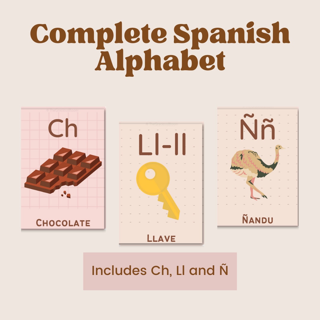 Bilingual Alphabet Poster and Flashcards, Spanish and English Cognate ...