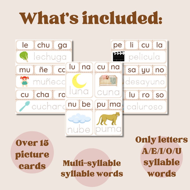 Palabras Con Silabas A E I O U, Spanish Syllables, Bilingual Resources ...