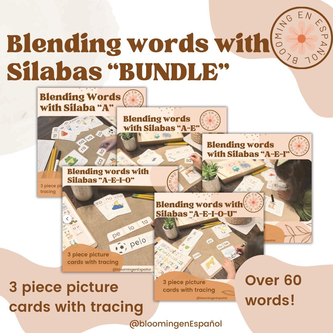 Palabras con Silabas BUNDLE, Sílabas en español, Recursos bilingües ...