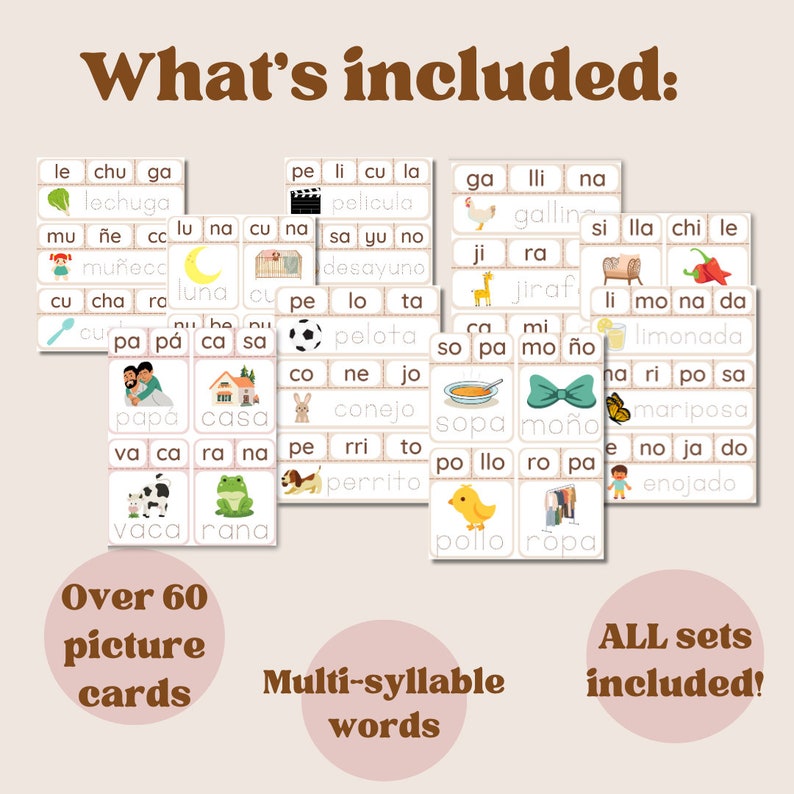 Palabras con Silabas BUNDLE, Sílabas en español, Recursos bilingües ...