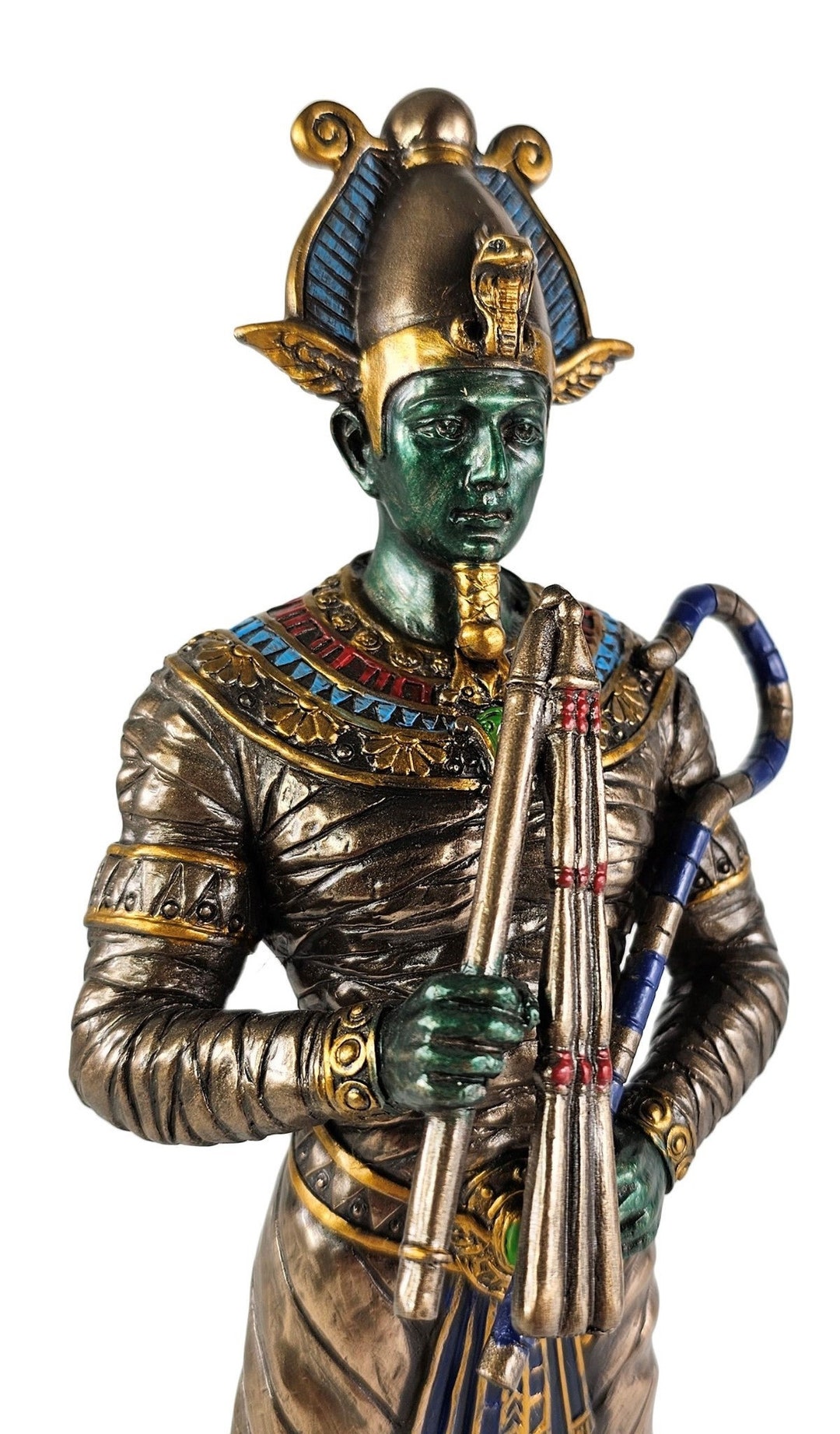 10 3/8 Egyptian Osiris God of Dead Afterlife W Flail & Crook Statue ...