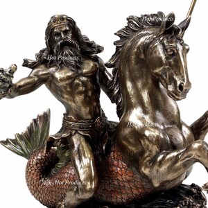 Poseidon on Hippocampus Horse GREEK MYTHOLOGY God of Sea Statue Bronze ...