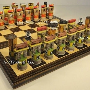 TRAIN Chess Set W/ 14 Ebony & Maple Wood Veneer Board - Etsy