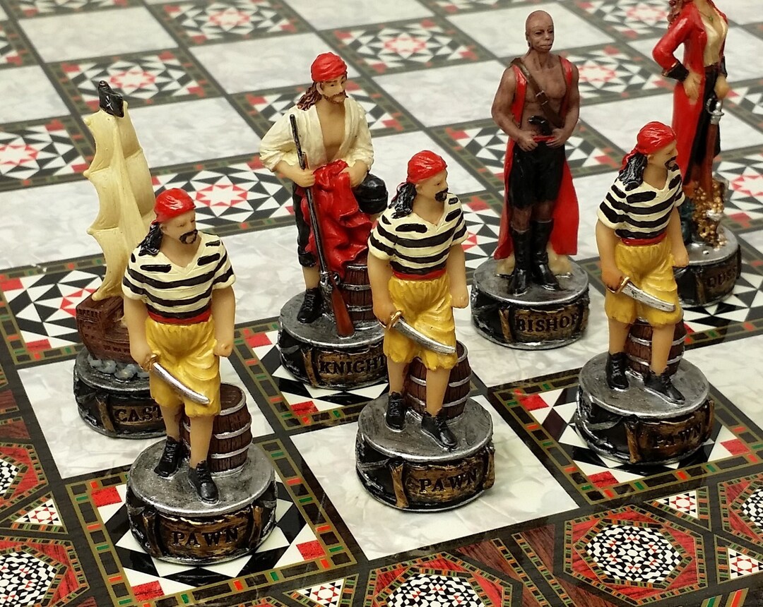 Pirates Vs Royal Navy Pirate Chess Set W/ 17 Mosaic Color Board - Etsy