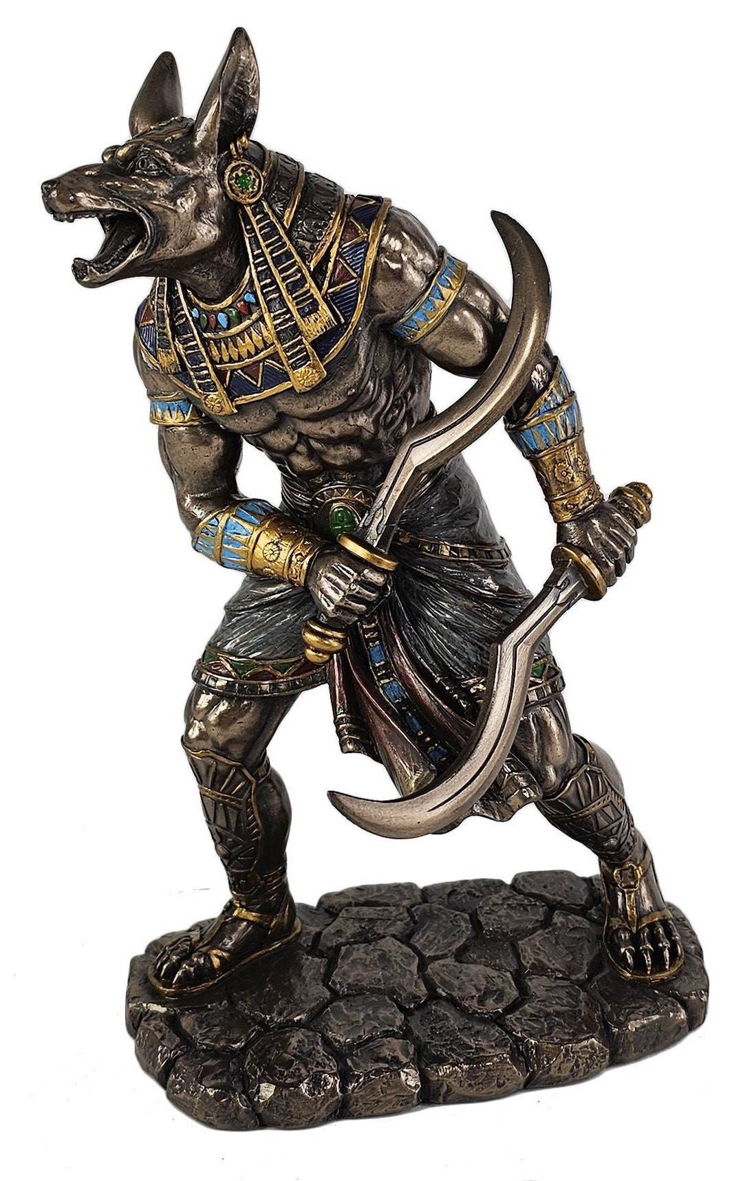 8.5 Egyptian Anubis Statue Wielding Dual Khopesh Swords - Etsy