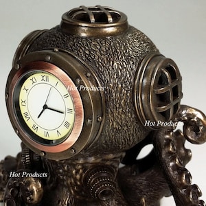 Nautical Steampunk Octopus Desk Clock Diving Helmet Statue - Etsy