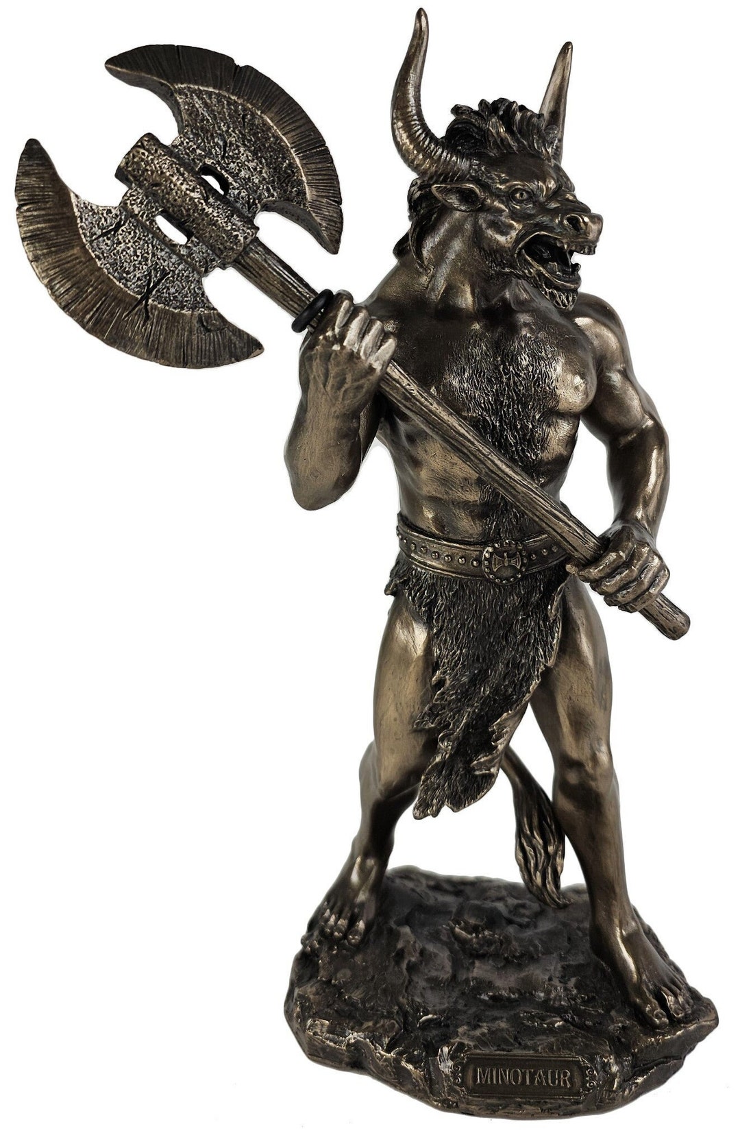 10 3/4 Minotaur Holding Labrys Axe Greek Mythology Statue Antique ...