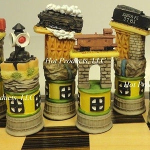 TRAIN Chess Set W/ 14 Ebony & Maple Wood Veneer Board - Etsy