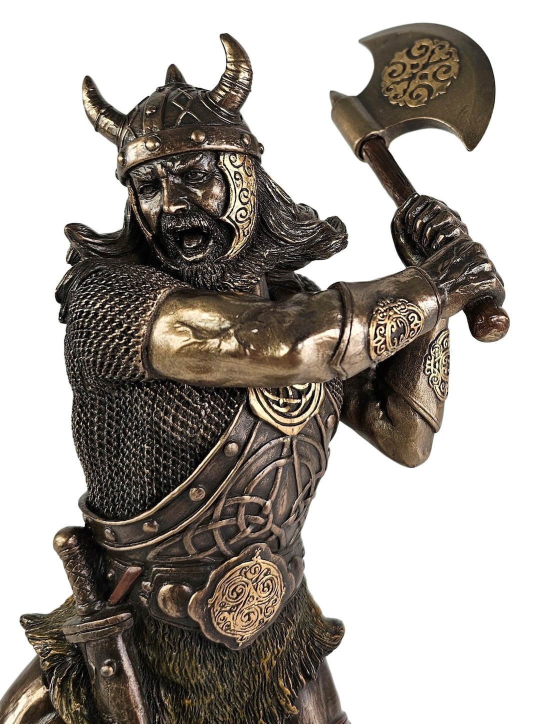 11 Viking Norse Warrior Swinging Battle Axe Bronze Finish Statue - Etsy