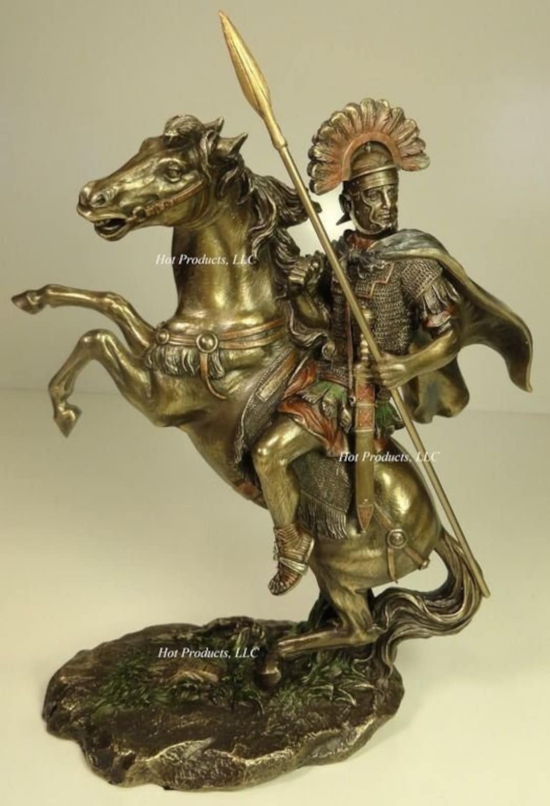 10 Roman Centurion Officer Soldier on Horse W/ SPEAR Statue Bronze ...