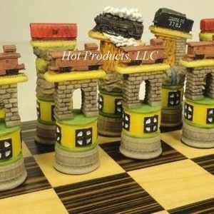 TRAIN Chess Set W/ 14 Ebony & Maple Wood Veneer Board - Etsy