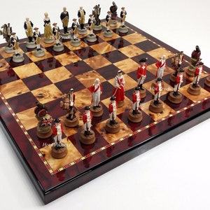 US REVOLUTIONARY WAR Chess Set W 18 Cherry Color Board American ...