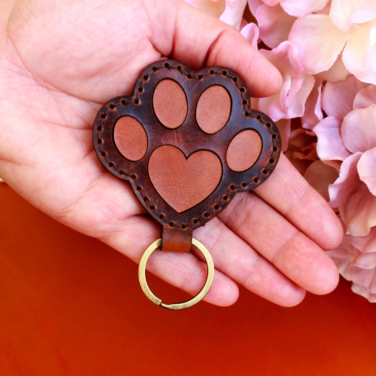 Leather Key Fob Template: Paw Print Keychain Pattern (PDF-SVG-DXF) - Etsy