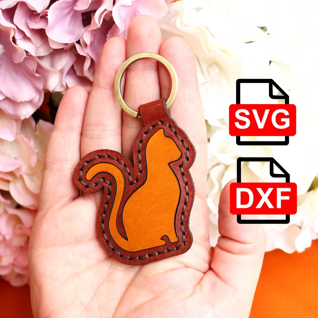 Leather Cat Keychain Digital SVG-DXF Pattern/ Laser Cut Ready - Etsy