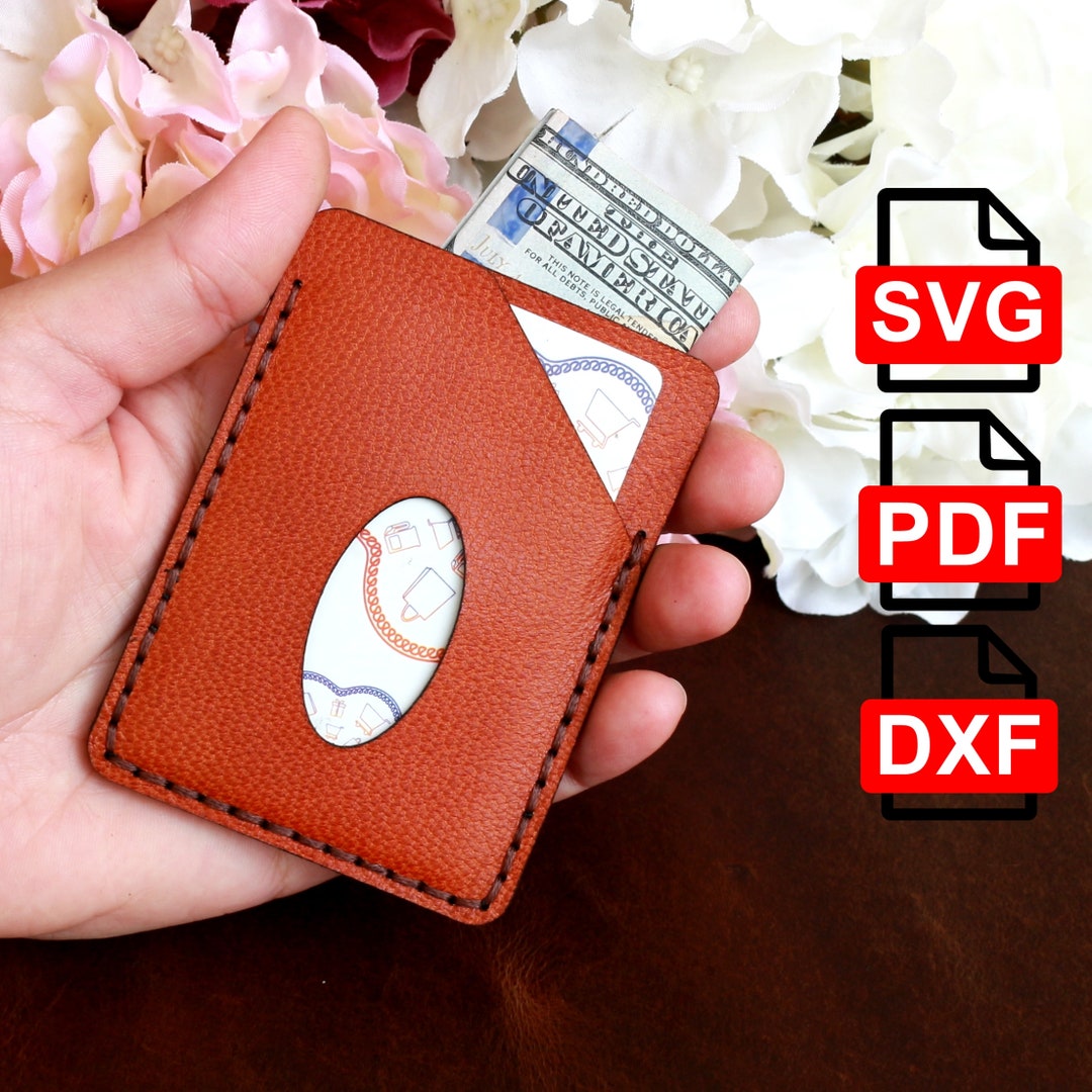 Leather Card Holder Template: Minimalist Design (PDF, SVG, DXF) - Etsy