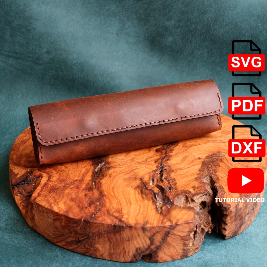 Leather Pencil Case PDF Pattern: Flap Pouch Template (SVG, DXF) - Etsy