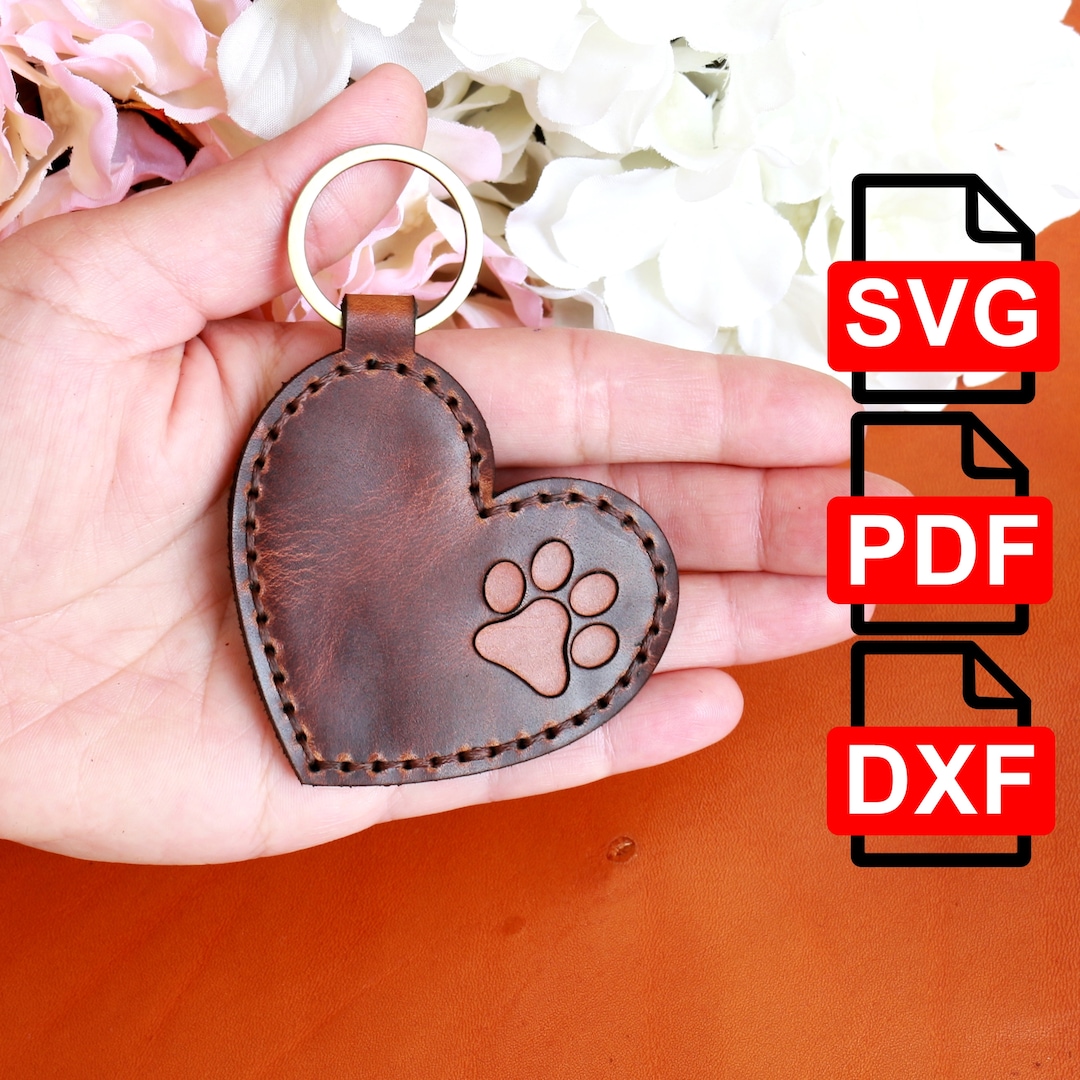 Leather Paw Keychain Pattern: Heart Key Fob Template (PDF-SVG-DXF) - Etsy
