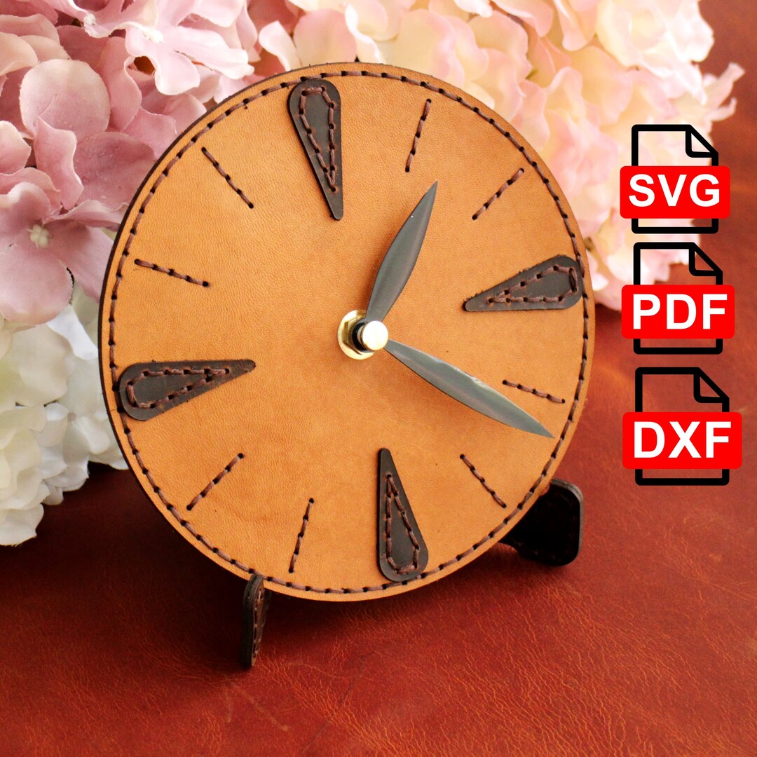 Leather Clock PDF, SVG and DXF Templates, Leather Clock Pattern Files ...